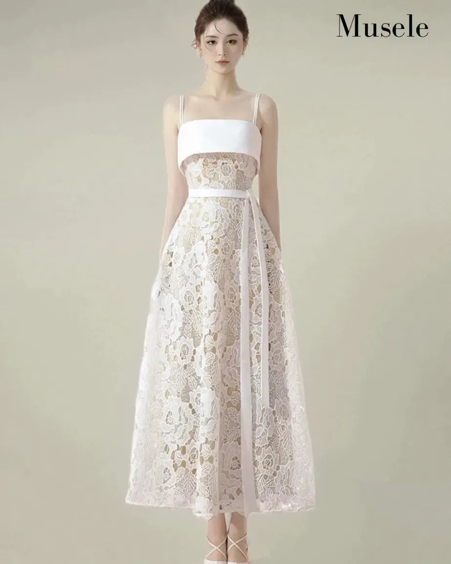 レースオーバーレイキャミロングドレス[m047] – Musele