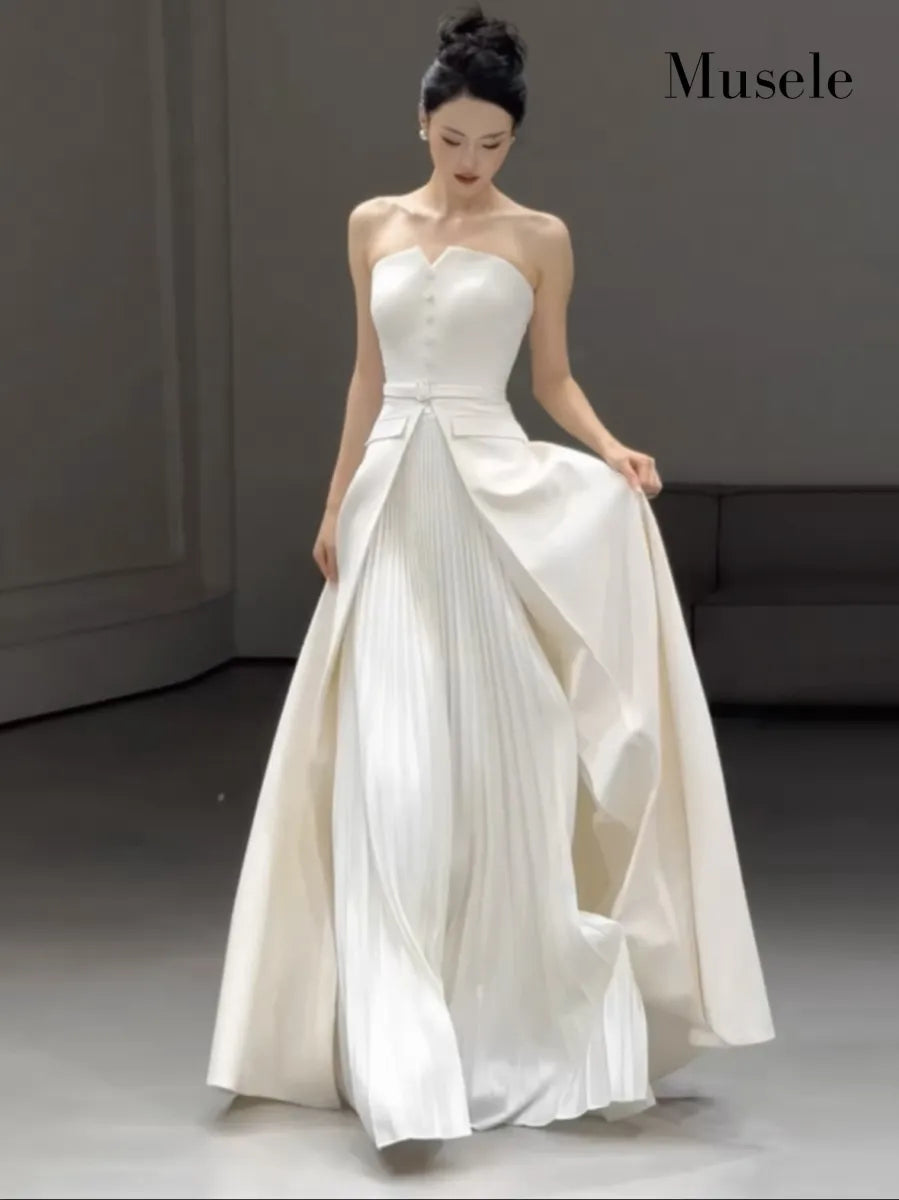 ウエストタックドレープビスチェロングドレス[m128] – Musele