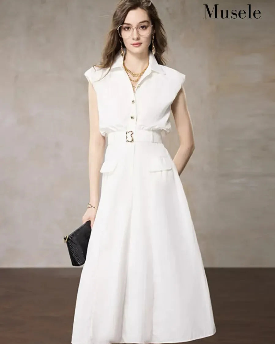 ノースリーブベルトロングワンピース[m131] – Musele