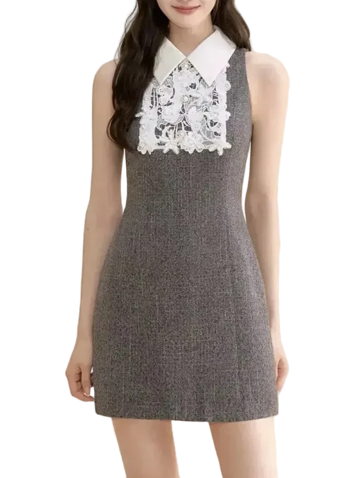 クラシックカラービジューディテールドレス[m159] – Musele