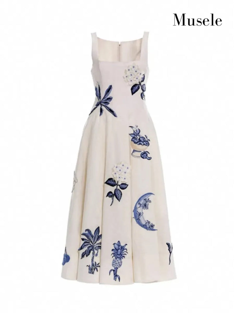 ノースリーブ刺繍ロングドレス[m129] – Musele